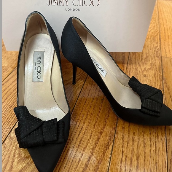 Jimmy Choo | Shoes | Jimmy Choo Black Bow High Heels | Poshmark